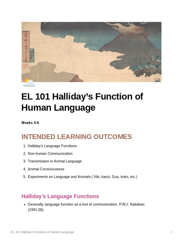 EL 101 Hallidays Function of Human Language | PDF