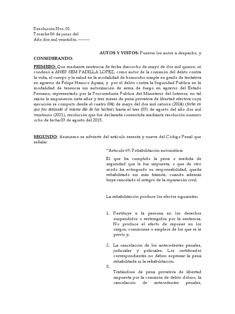 AUTOS Y VISTOS: Puestos Los Autos A Despacho, y Considerando: PRIMERO ...