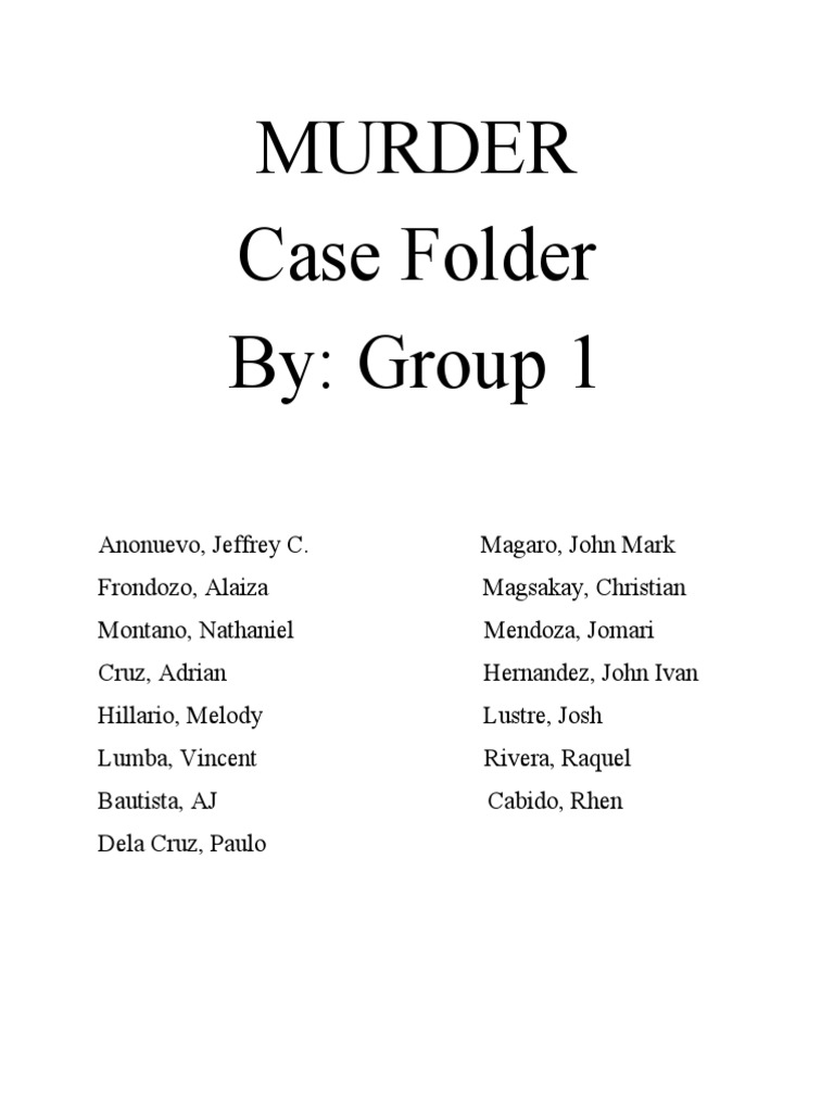 Murder Case Folder For Cdi | PDF | Prosecutor | Misconduct