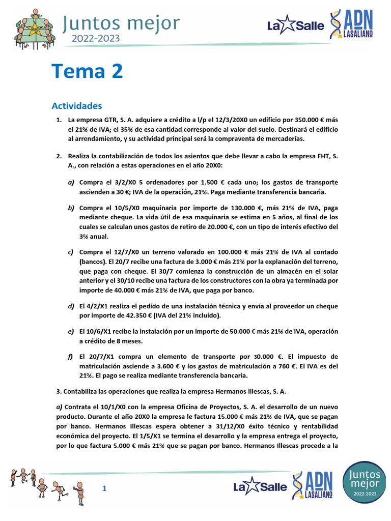 Act Tema 2 | PDF | Amortización (Negocio) | Arrendamiento