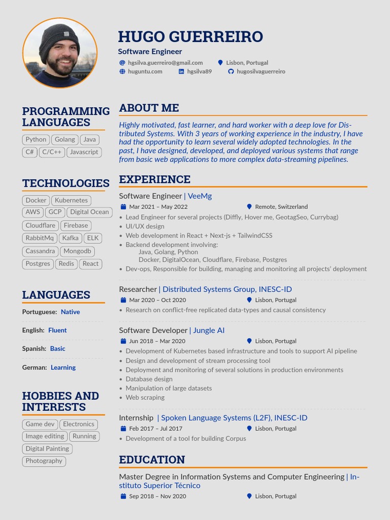 Hugo Guerreiro's Resume: A Profile of a Skilled Full Stack Software Engineer with Expertise in ...