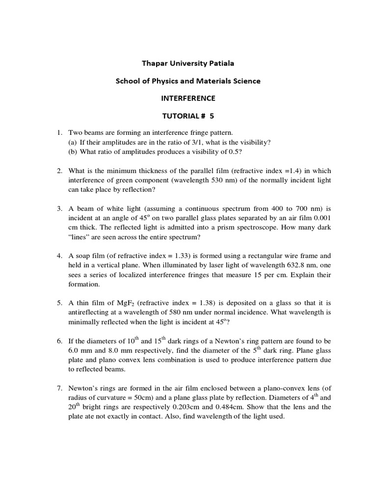 Tutorial Sheet 5 | PDF