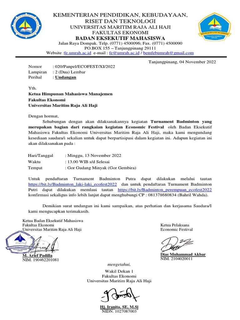 020 Surat Undangan HIMA MJ FE | PDF