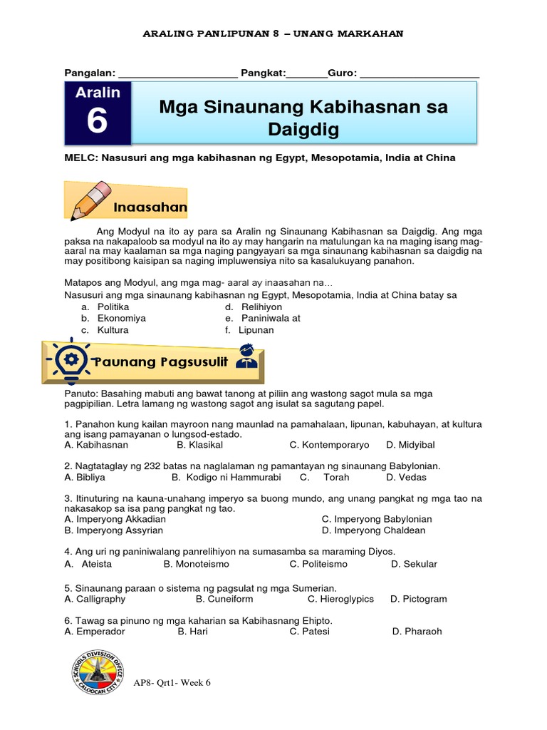 8 AP Qrt. 1 Week 6 REValidated | PDF