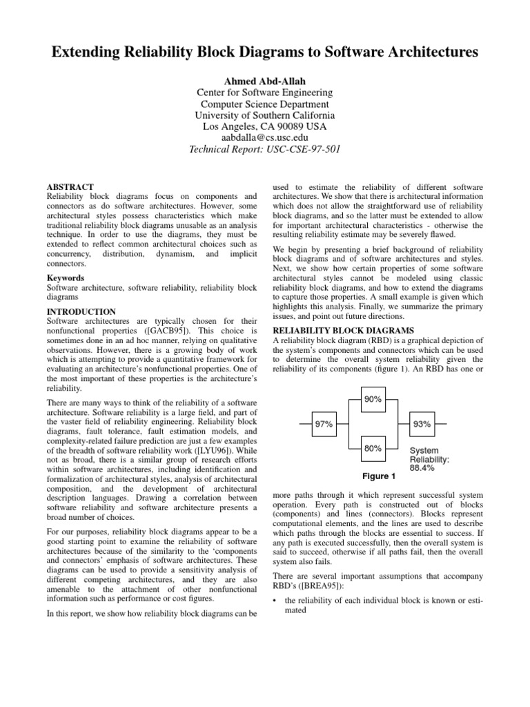 Extending Reliability Block Diagrams To Software Architectures ...