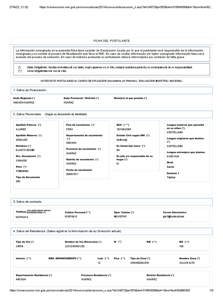 Postular A Inei | PDF