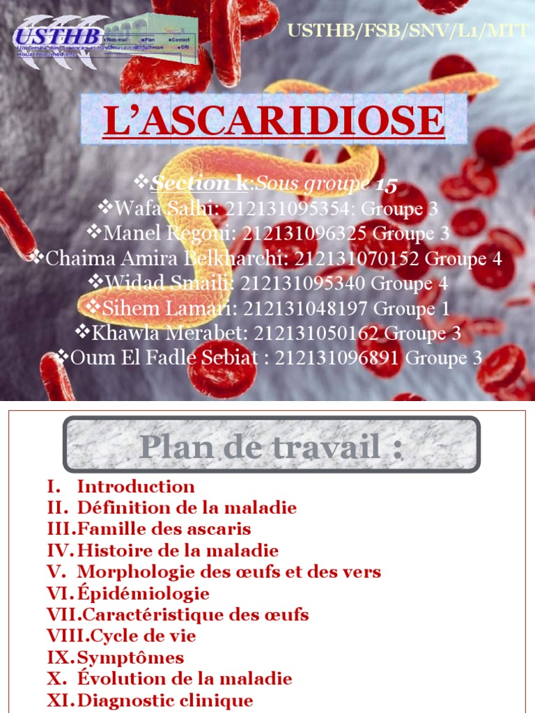 Ascaridiose : Infection parasitaire et symptômes | PDF | Spécialités ...