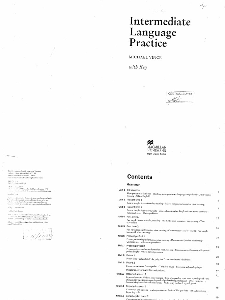 Michael Vince Intermediate Language Practice 1 | PDF