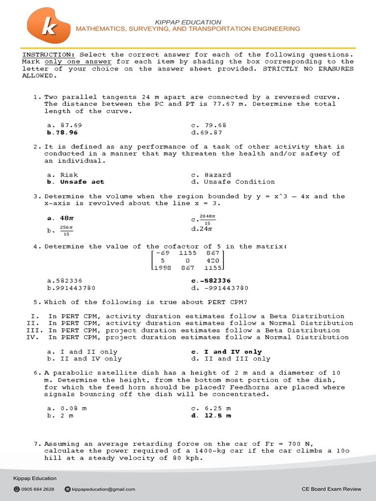 Preboard Mste Answer Key Pdf Traffic Collision