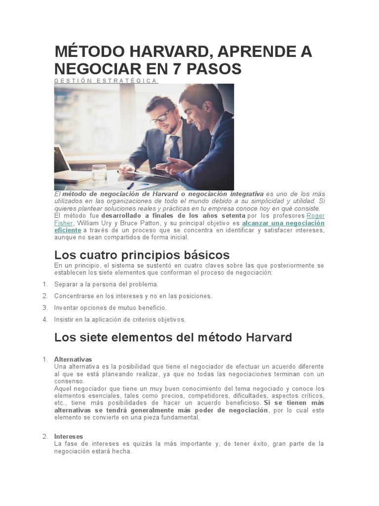 Metodo Harvard | PDF | Negociación