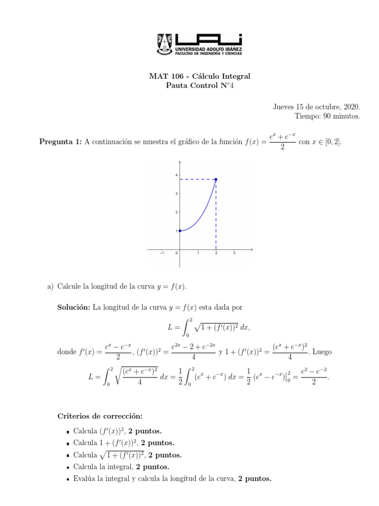 Pauta Control 4 | PDF | Integral | Cálculo
