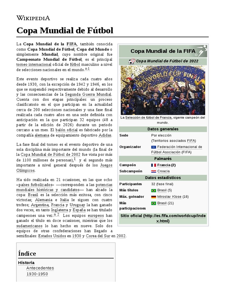 Copa Mundial De Fútbol Pdf Fifa Copa Del Mundo Selección Nacional