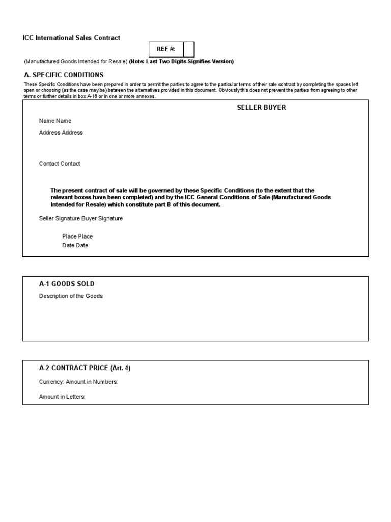 Icc International Sales Contract | PDF