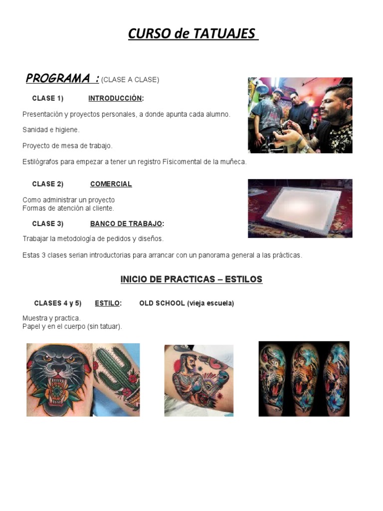 PROGRAMA DE ESTUDIOS Tatuajes' Con Usted | PDF