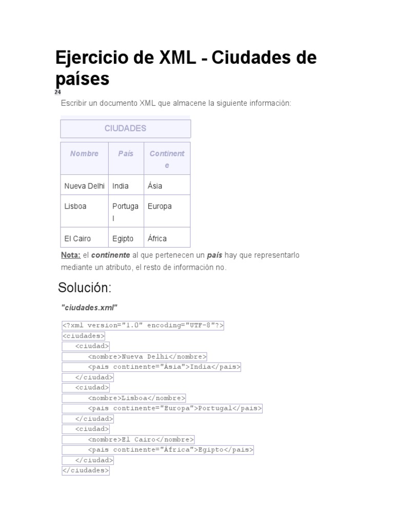 Ejercicio de XML | PDF