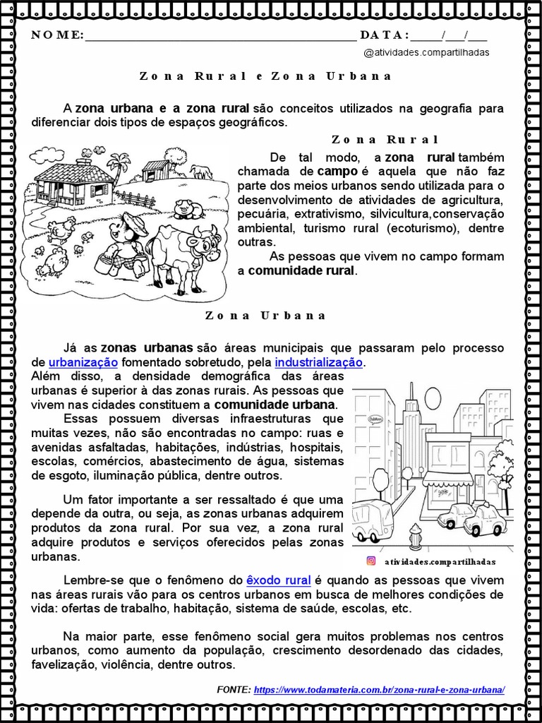 Zona Rural e Zona Urbana | PDF | Cidade | Geografia