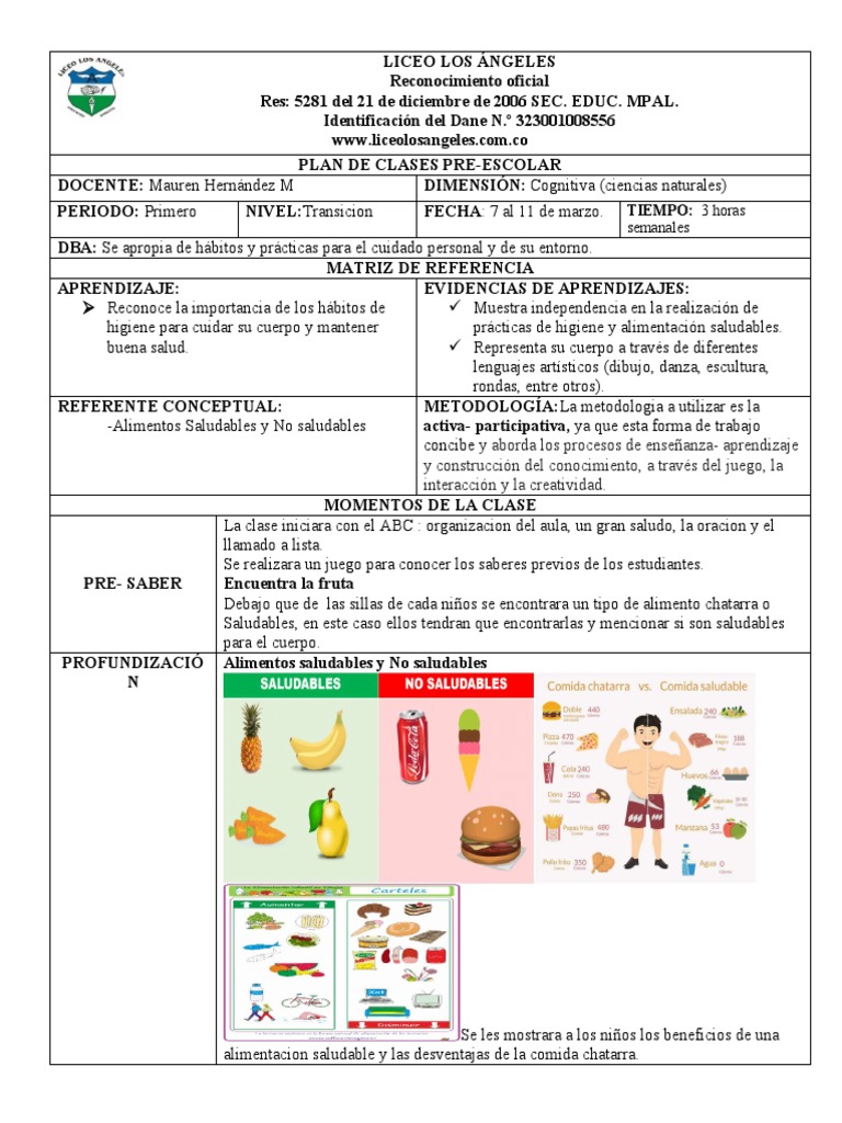 Alimentos Saludables y No Saludables para Niños | PDF | Aprendizaje ...