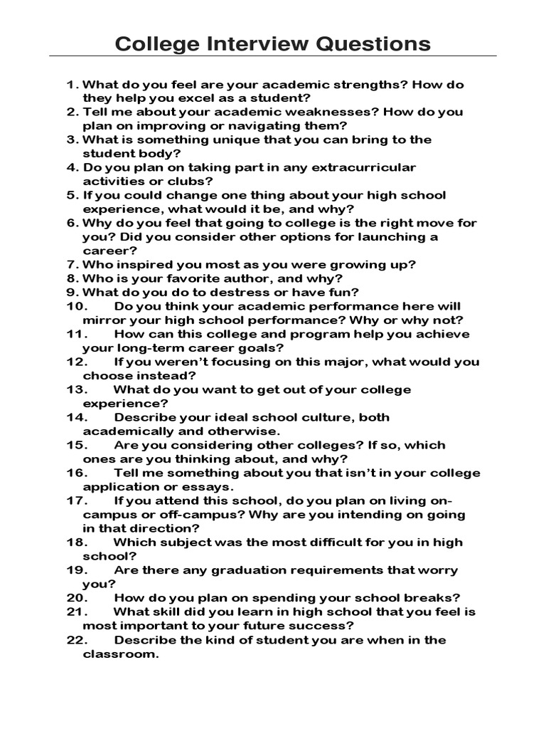 College Interview Questions | PDF