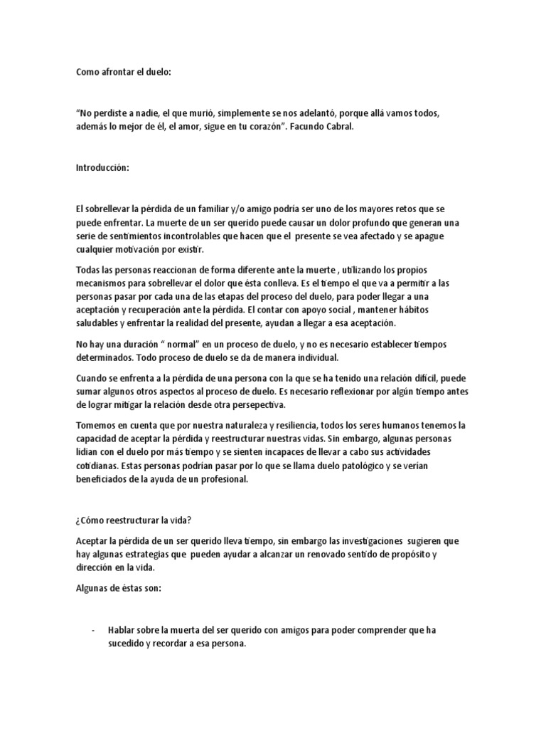 Como Afrontar El Duelo | PDF | Dolor | Experiencia subjetiva