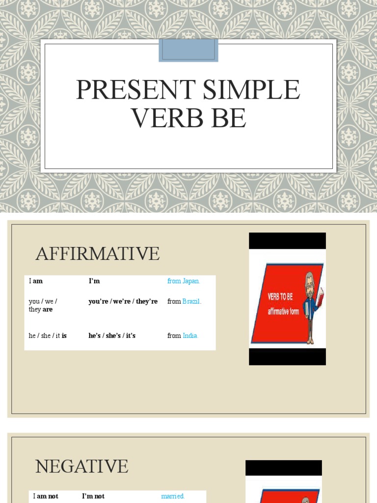 Simple Present of the Verb 'Be' | PDF