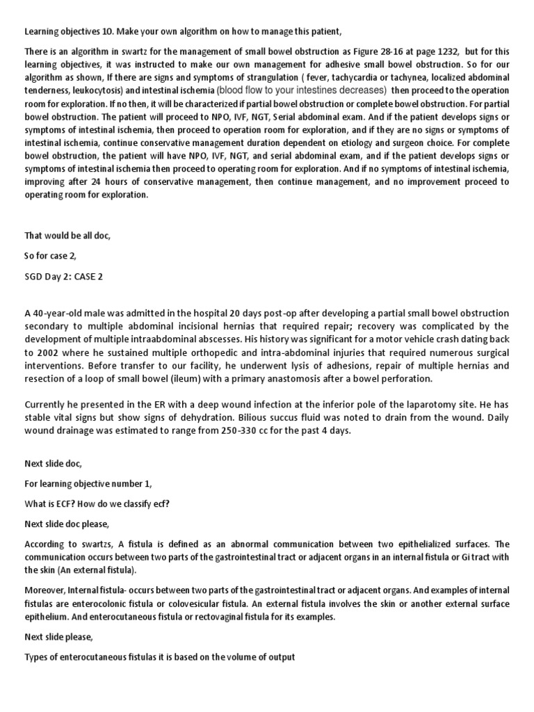 Sbo and Ecf (Doc Gallo) SGD Surgery | PDF | Surgery | Human Digestive ...