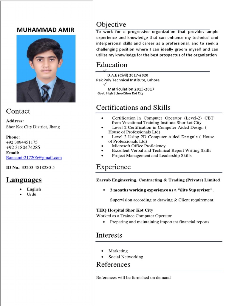 CV Muhammad Amir | PDF | Business