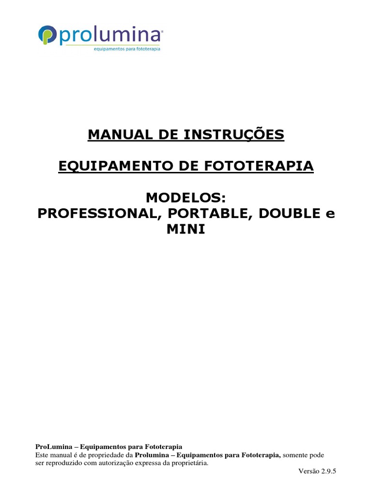 Manual Equipamentos Prolumina - 2.9.5 - 08 09 2020 | PDF | Ultravioleta ...