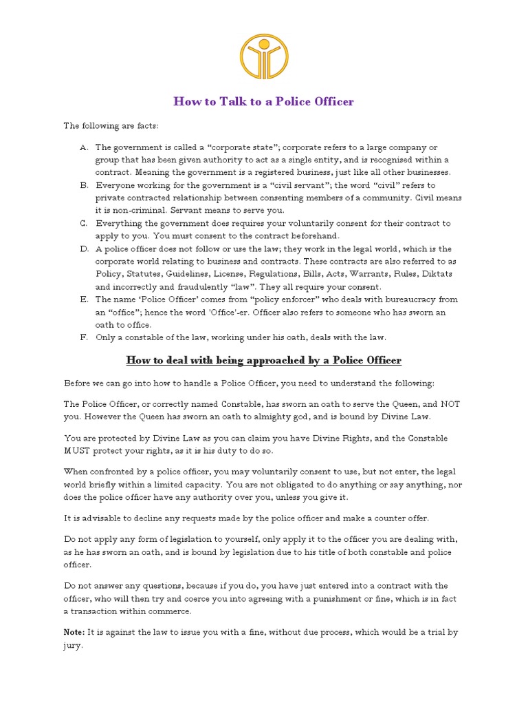How To Talk To A Police Officer | PDF | Police | Police Officer