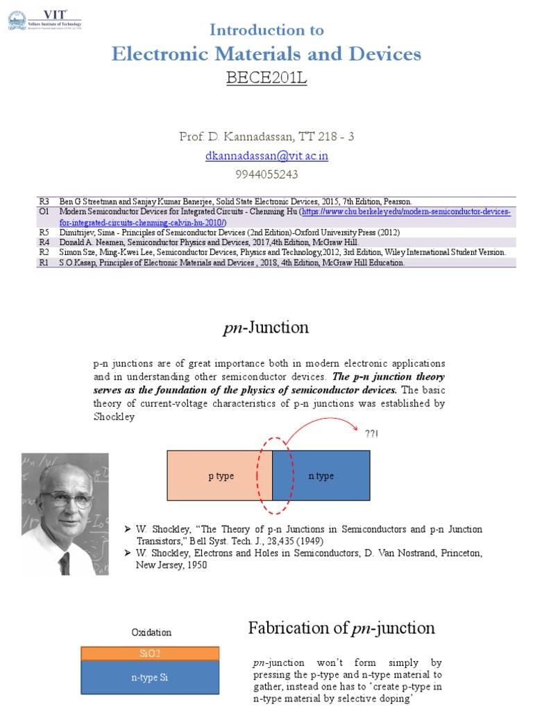Electronic Materials and Devices: Introduction To | PDF | P–N Junction | Semiconductors
