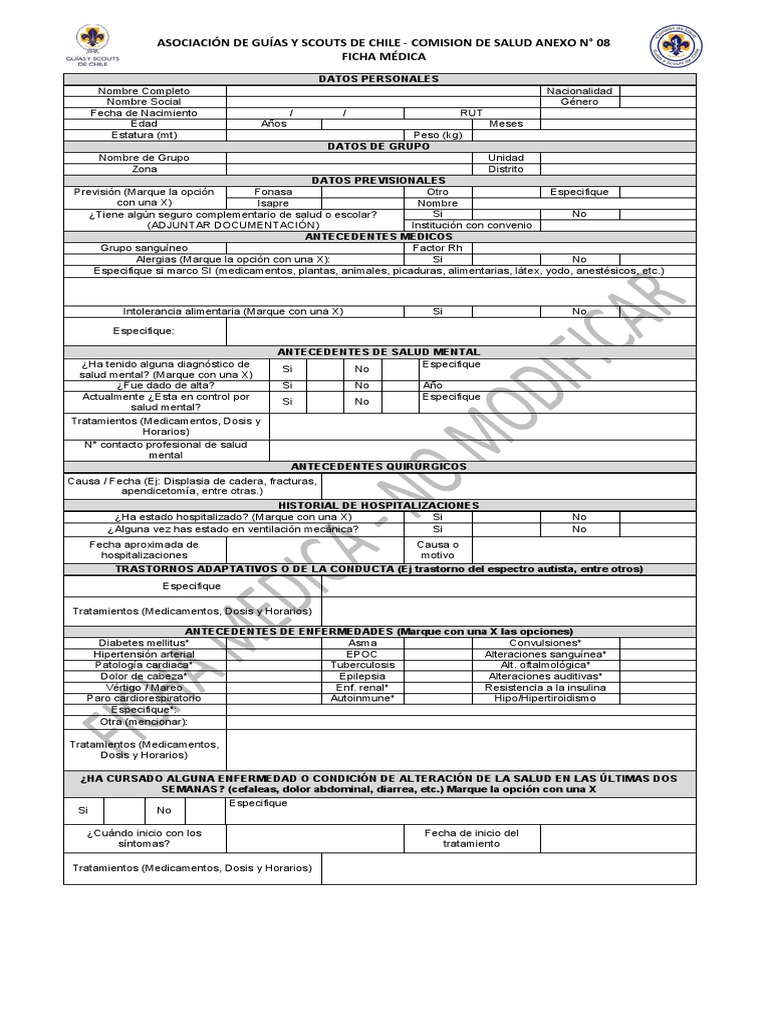 Anexo 8 Ficha Medica | PDF | Medicamentos con receta | Enfermedades y trastornos