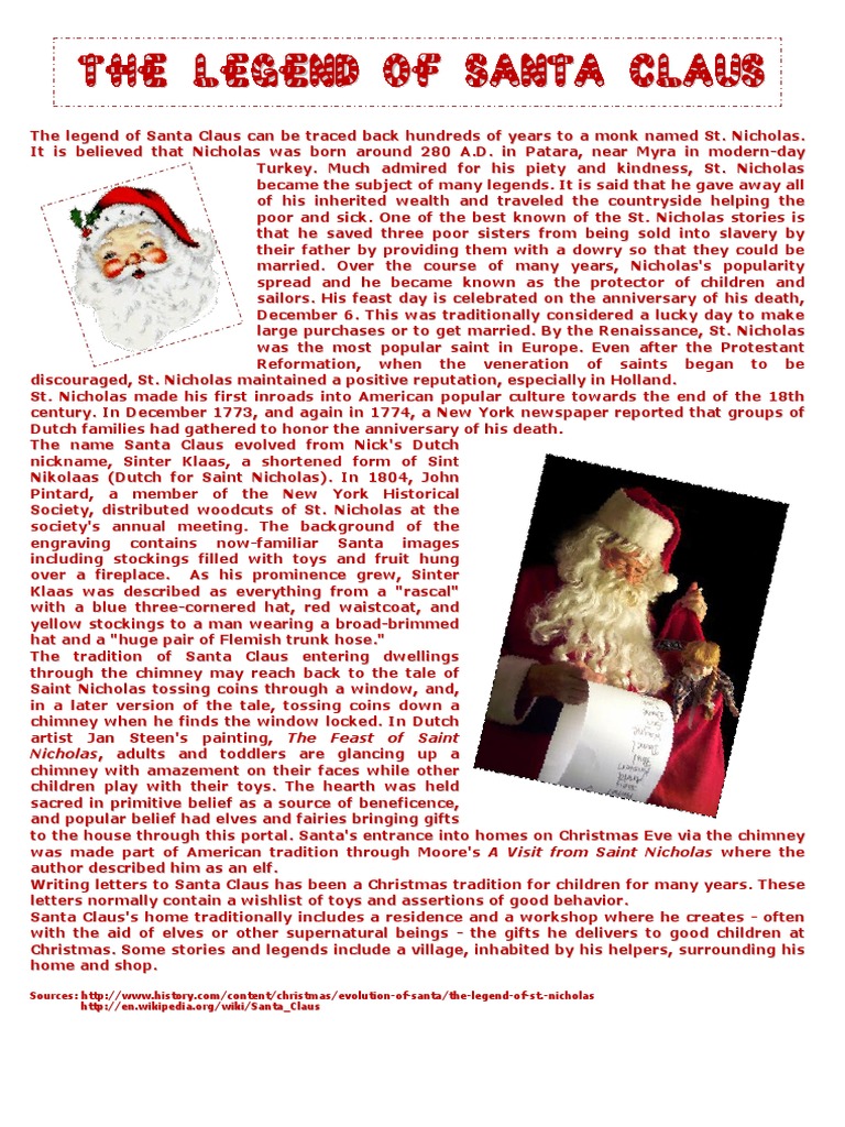 The Legend of Santa Claus Origins | PDF | Social Science