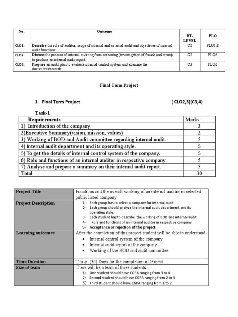 Final Term Project Audit | Download Free PDF | Internal Audit | Audit