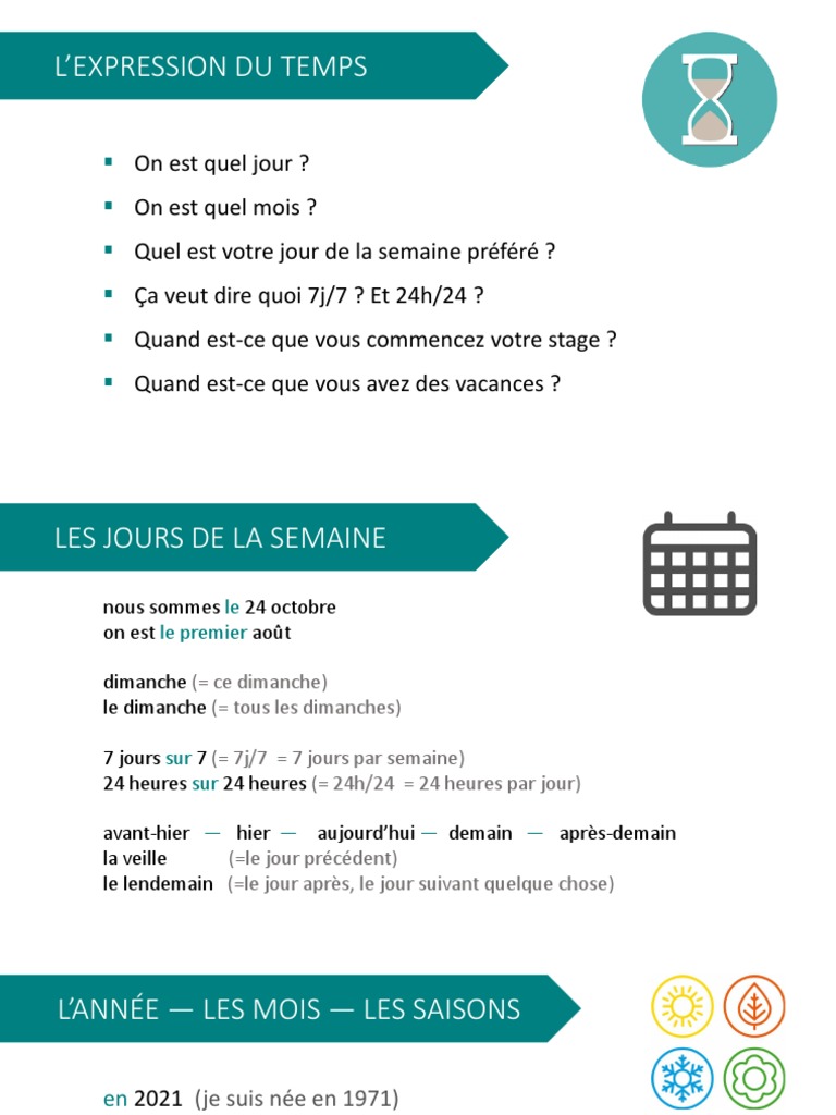 Comprendre les Jours et le Temps | PDF