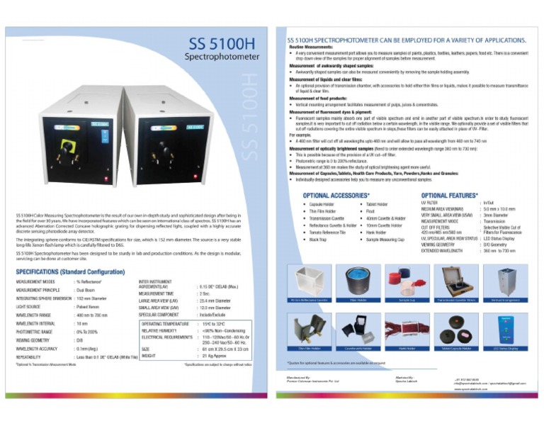 Ss 5100 Spectrophotometer | PDF