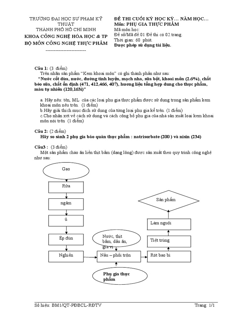 Dap An Phu Gia Thuc Pham | PDF