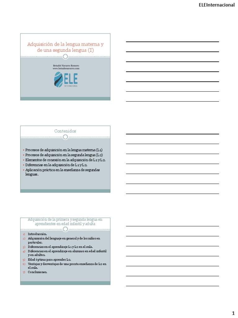 1.adquisición de La Lengua Materna y de Una Segunda Lengua | PDF ...