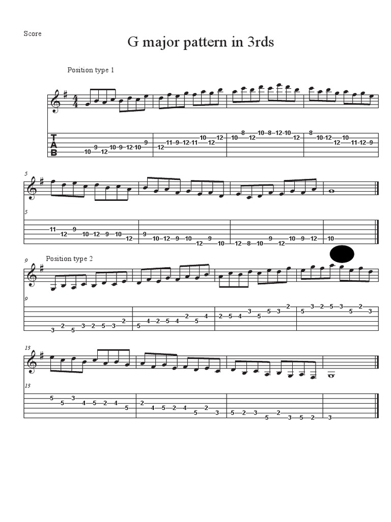G Major Pattern in 3rds Score | PDF