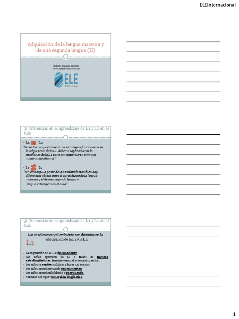 Adquisición de La Lengua Materna y de Una Segunda Lengua | PDF ...