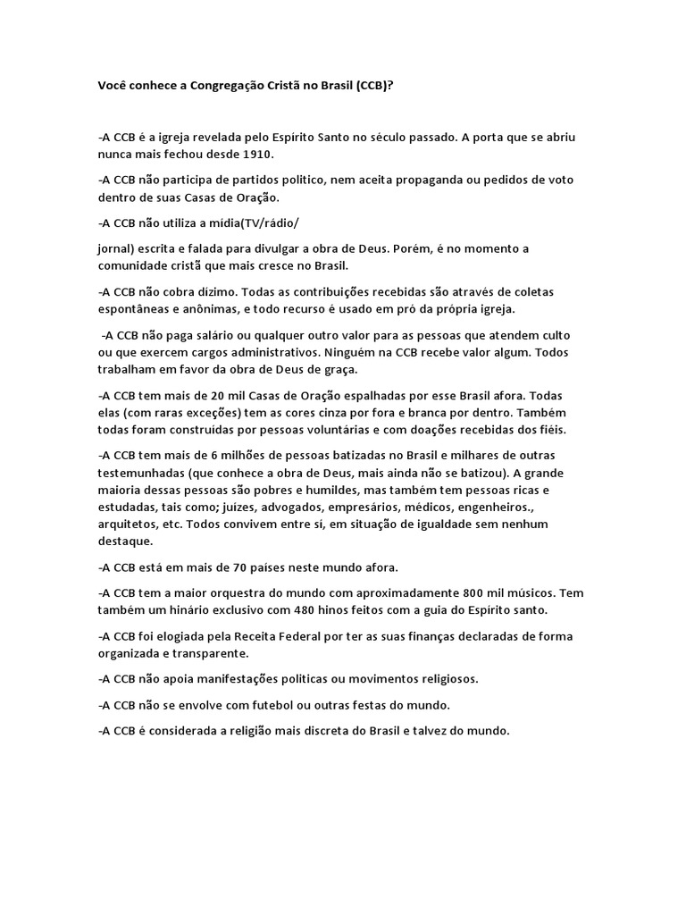 Conhecendo A CCB | PDF