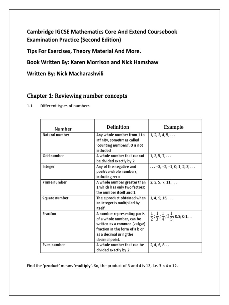 Cambridge IGCSE Mathematics Core and Extend Coursebook Examination ...