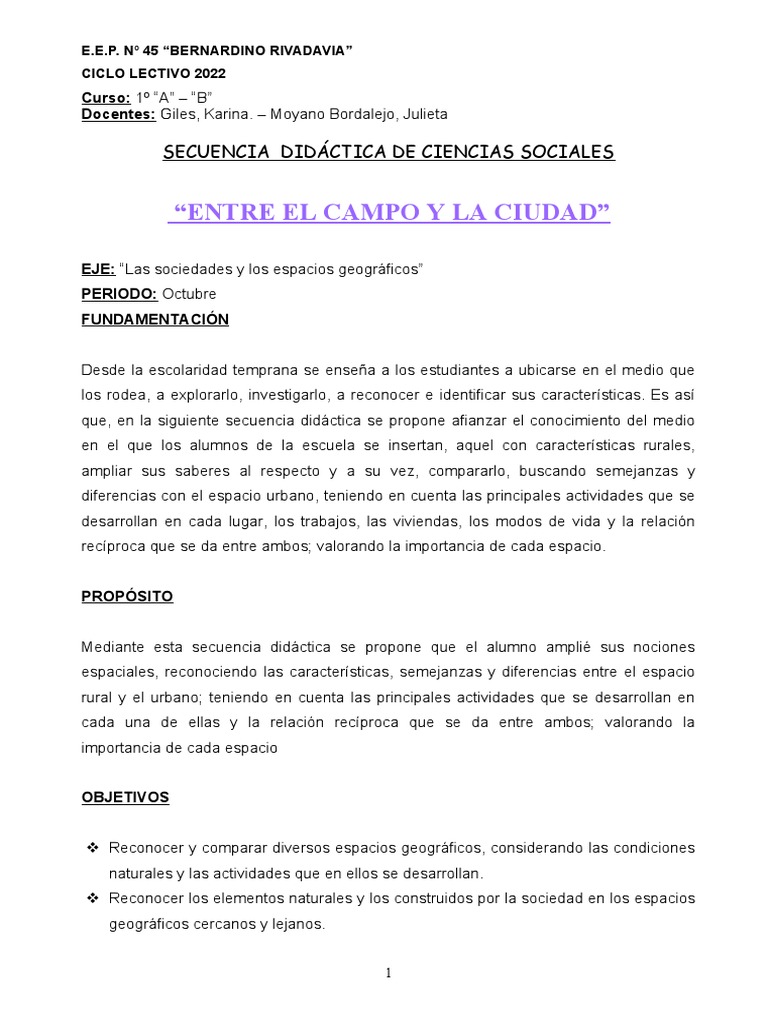 Ep 45 1ro C.S Campo y Ciudad | PDF | Ciencias sociales | Historia