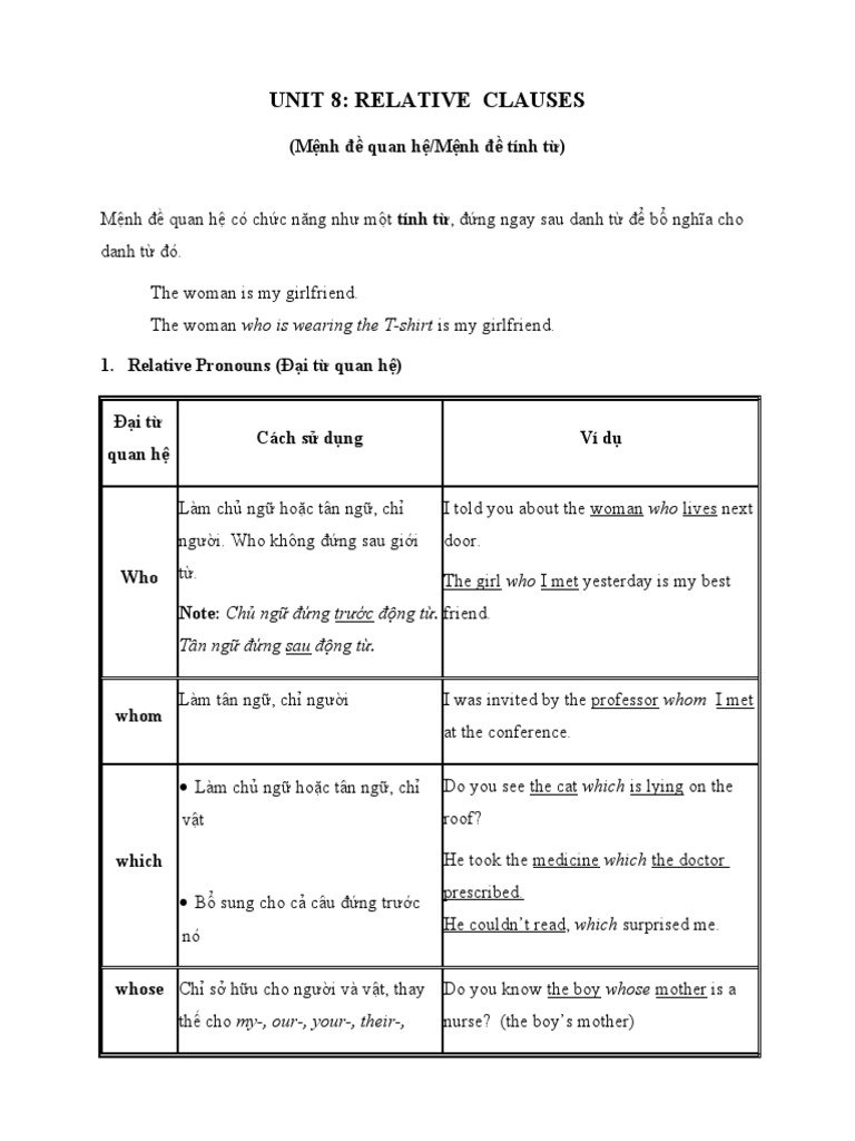 UNIT 8-Relative Clauses | PDF