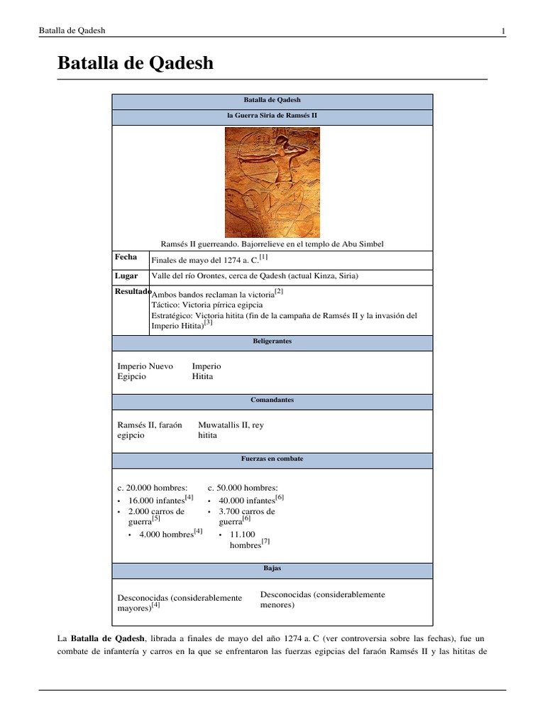 Batalla de Qadesh | PDF | Carruaje