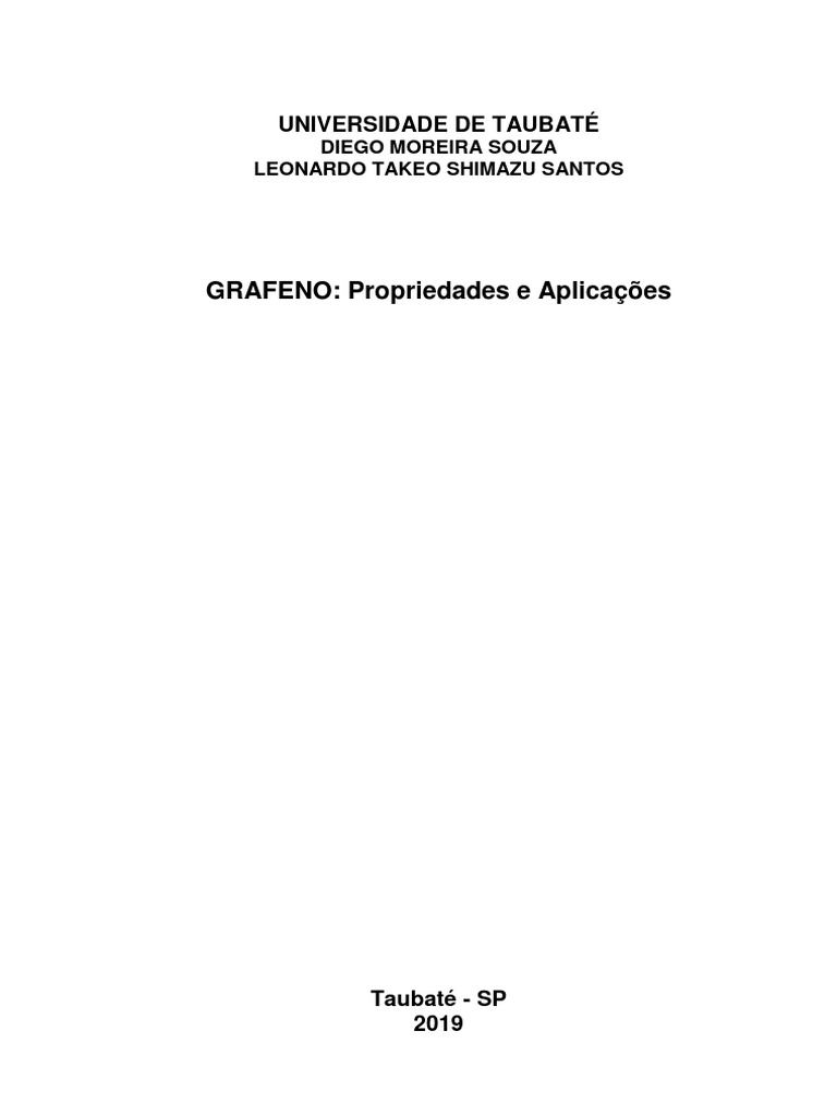 Leonardo Takeo Shimazu Santos - Diego Moreira Souza | PDF | Grafeno | Química