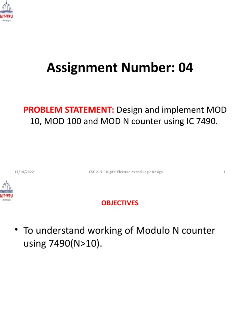 Design Mod-10, Mod-100 and Mod-N Counters Using 7490 | PDF | Digital ...
