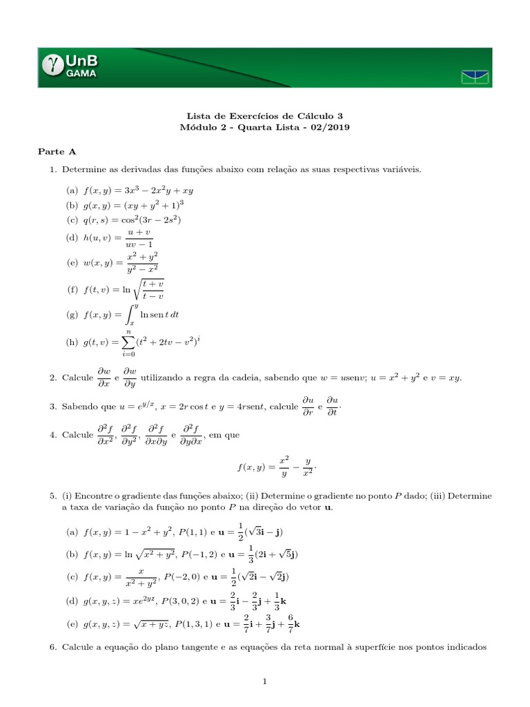 Lista Mod 2 Lis 4 c3 02 2019 | PDF | Derivado | Gradiente