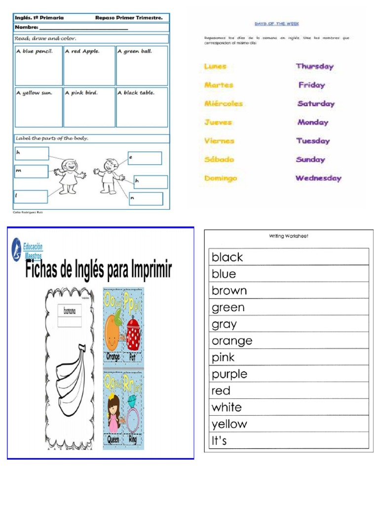 Fichas de Trabajo de Ingles | PDF