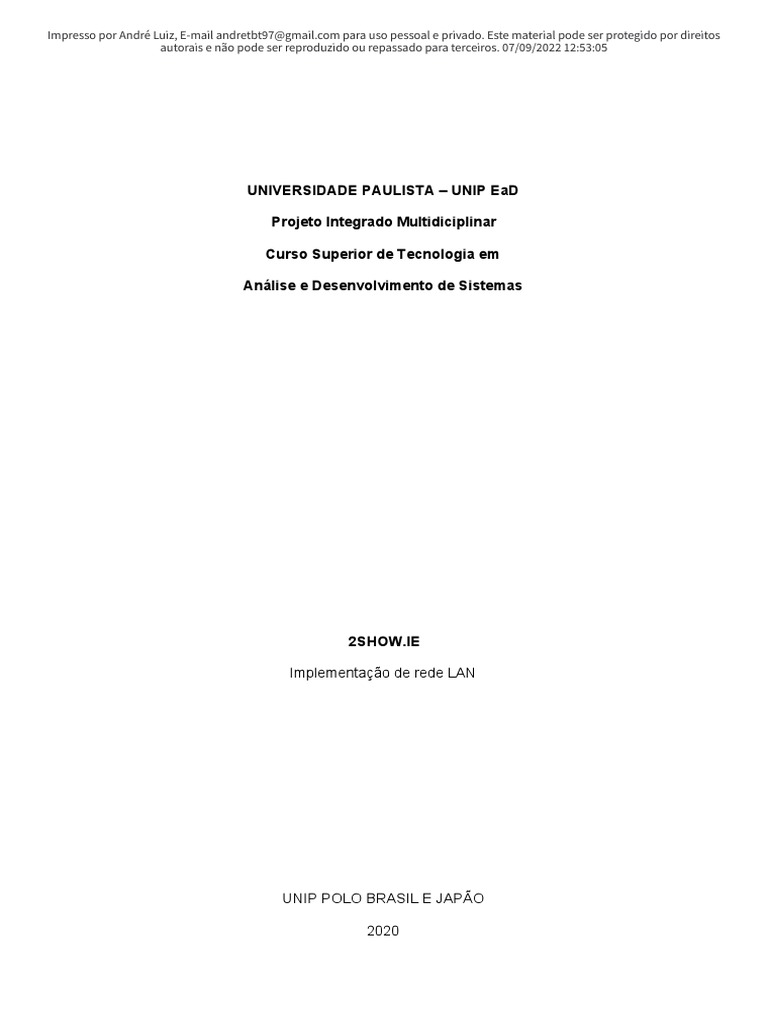 PIM III - ADS UNIP - Passei Direto 1 | PDF | Rede de computadores ...