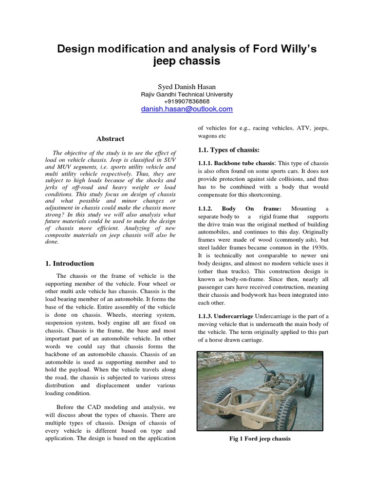 Design Modification and Analysis of Ford Willy Main Paper | PDF ...