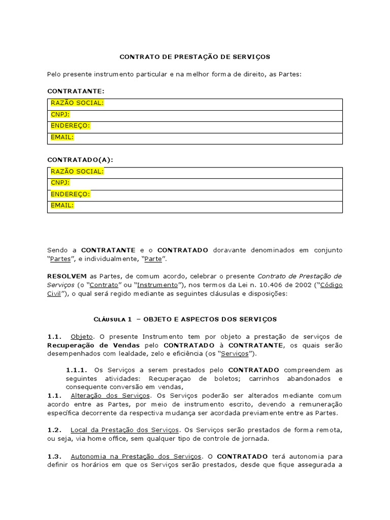 Modelo de Contrato | Download grátis PDF | Propriedade intelectual | Direitos Autorais